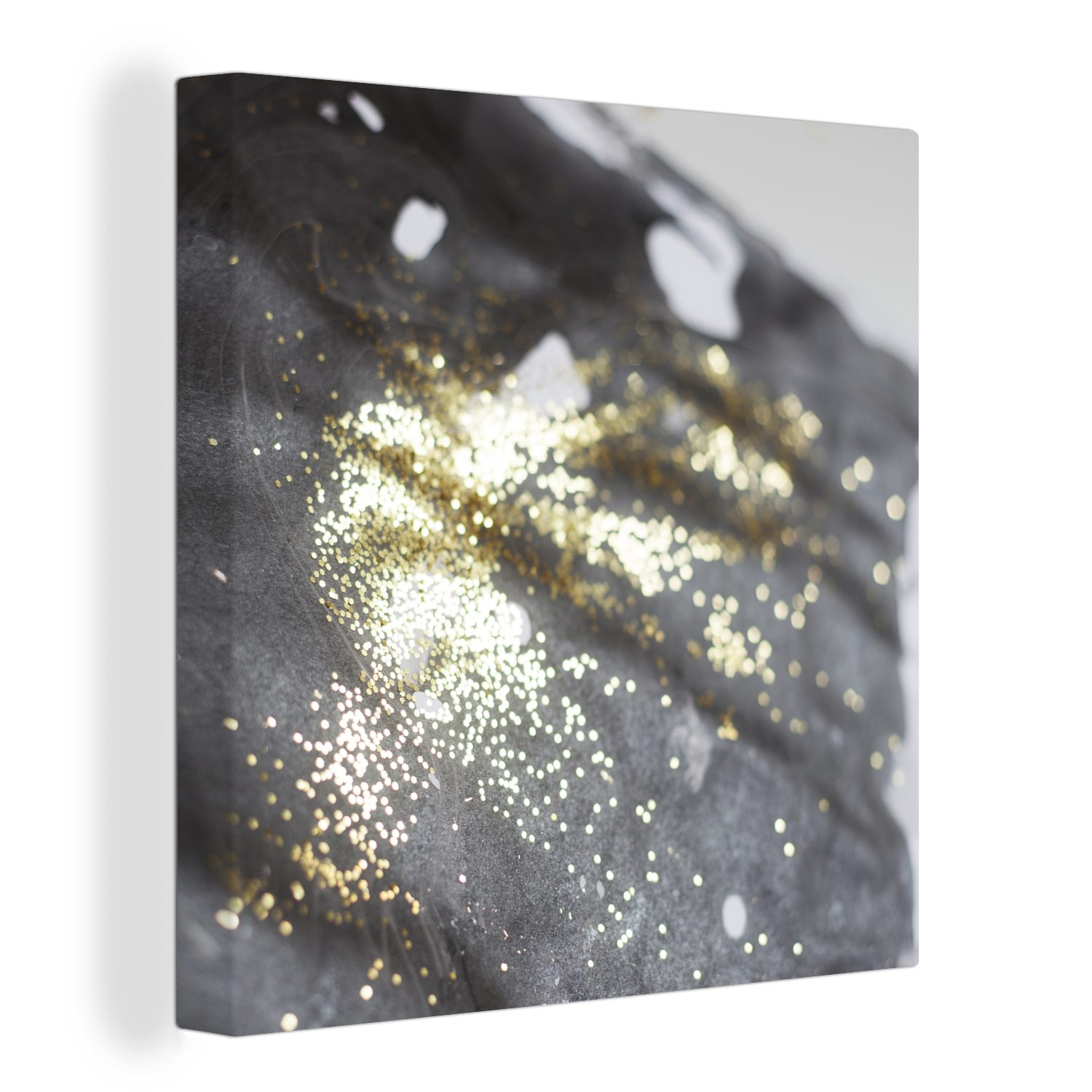 Onemillioncanvasses® Leinwandbild Marmor Schwarz Glitter Luxus