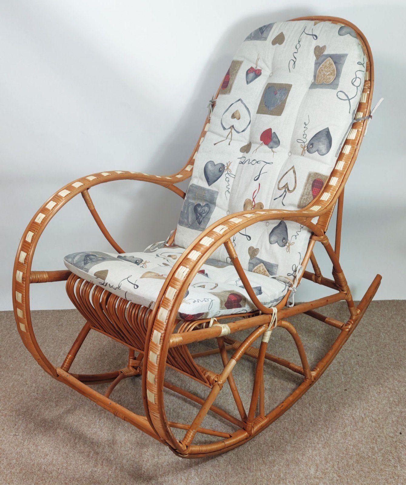 Rattani Schaukelstuhl Schaukelstuhl aus Weide Modell Ole inkl. Polster Love