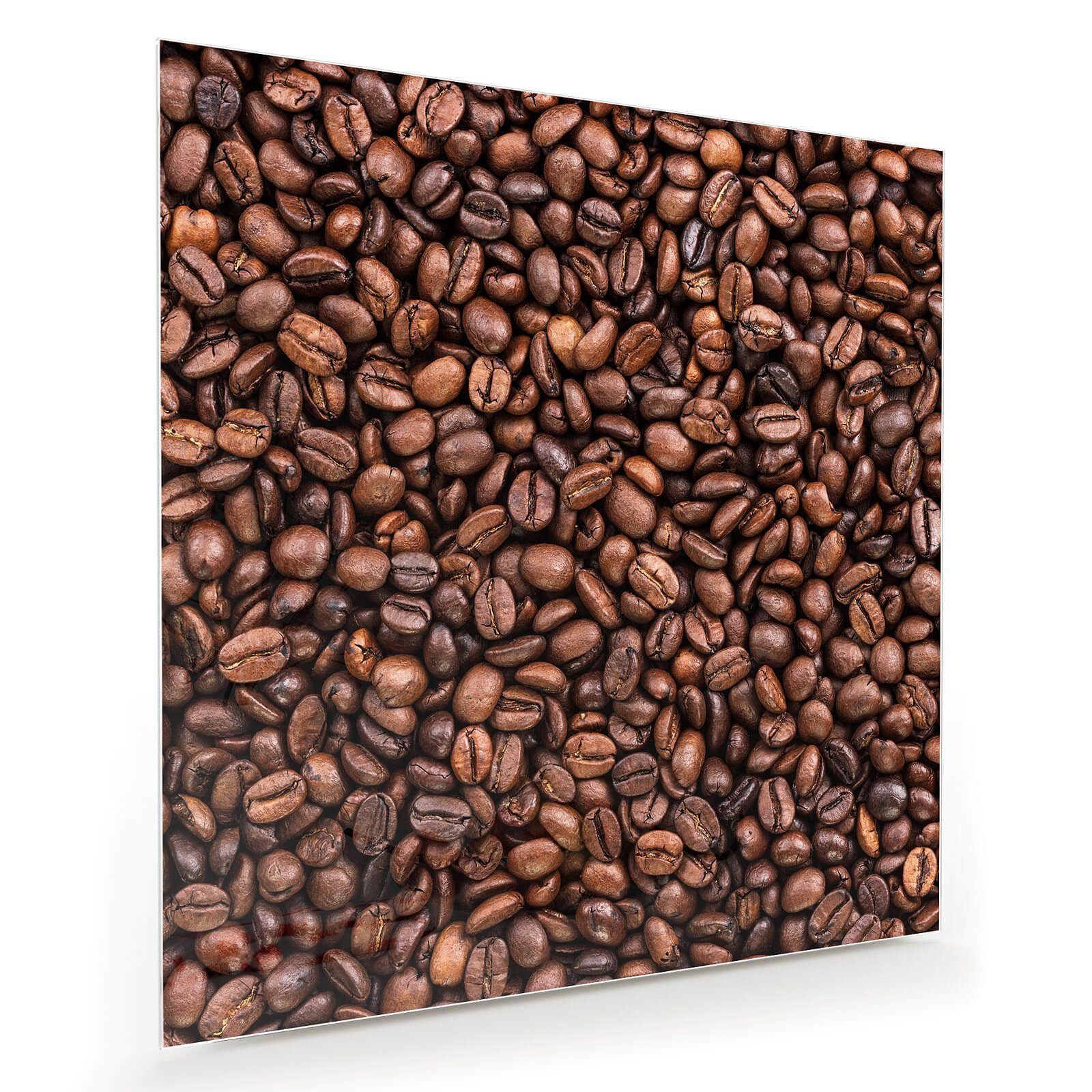 Primedeco Glasbild Wandbild Quadratisch Meer Aus Kaffeebohnen Mit