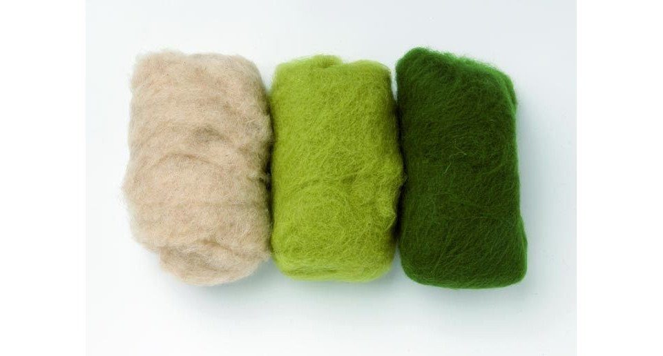 Glorex Bastelnaturmaterial Glorex Schafwolle Grün Mix 3 X 10 G