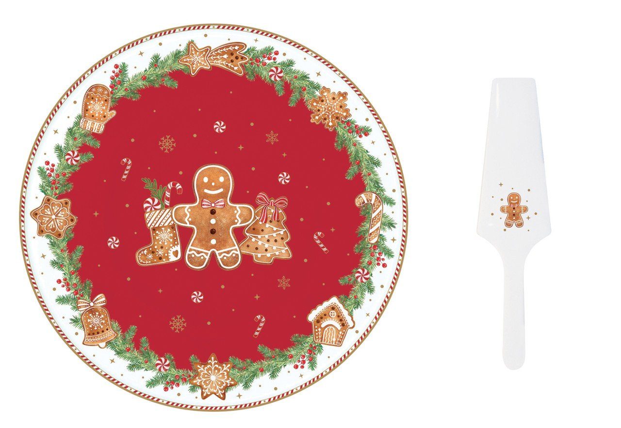 Easylife Servierplatte Fancy Gingerbread Porzellan Mehrfarbig D30cm