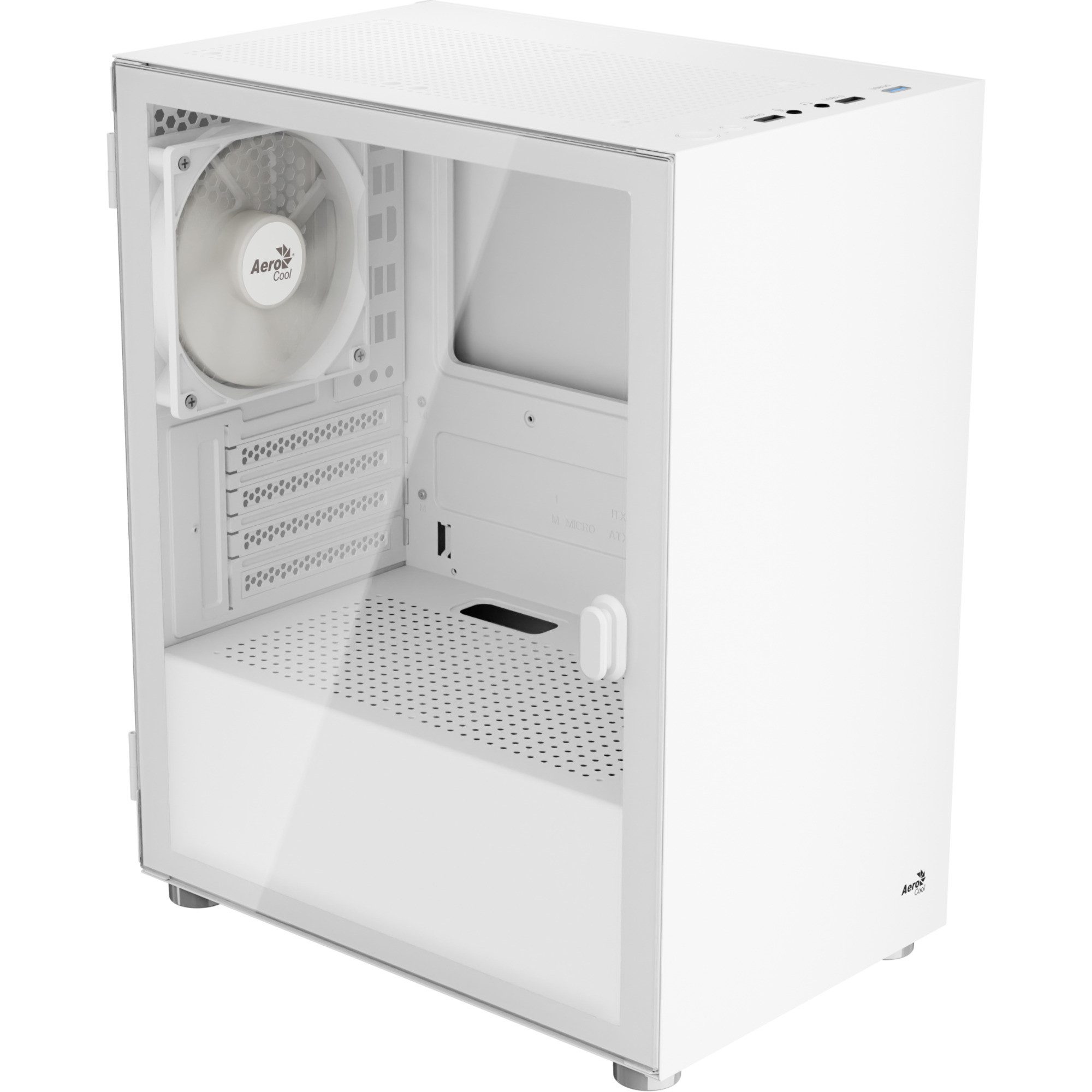 Aerocool PC-Gehäuse CS-111-G-WT-v1 (weiß, Tempered Glass), PC Case