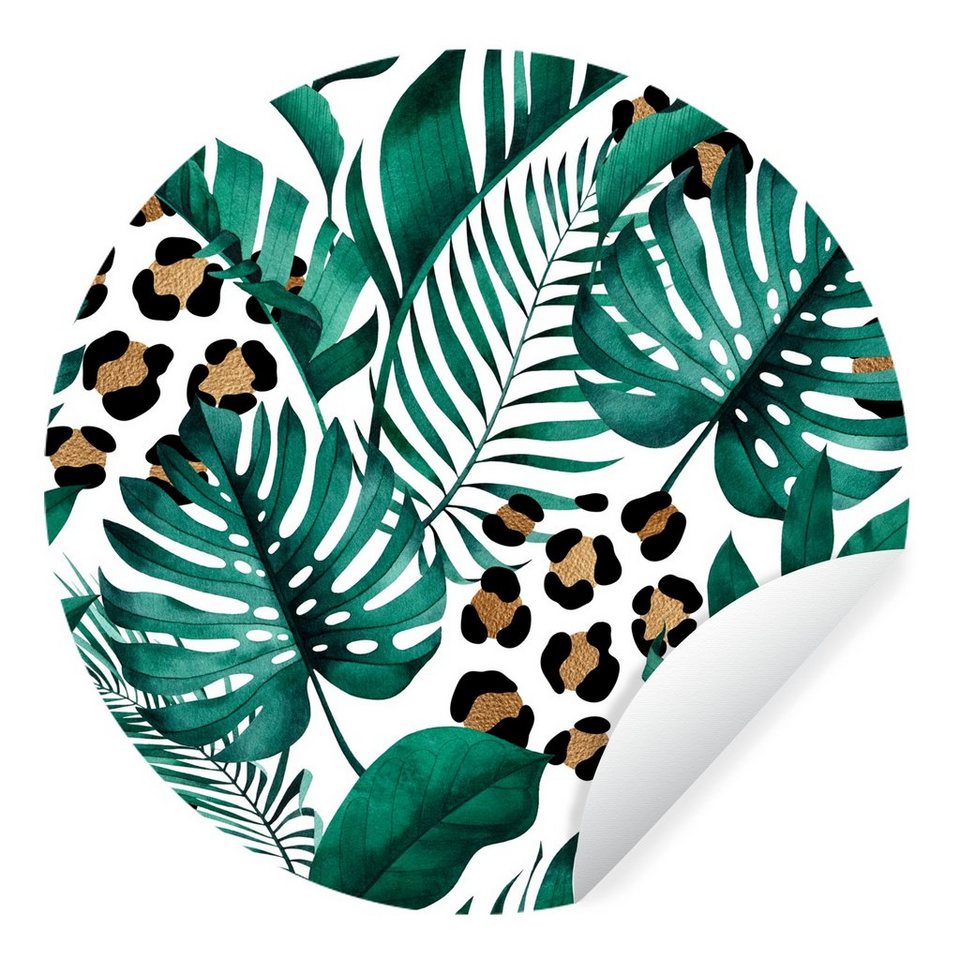 Muchowow Wandsticker Leopardenmuster Blätter Muster Mädchen