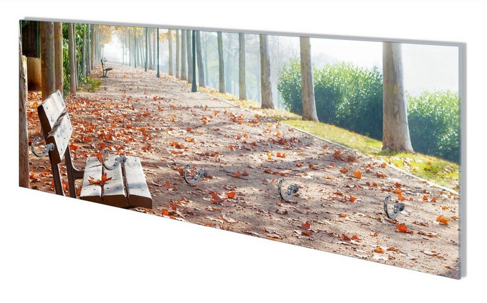 Wallario Wandgarderobe Einsame Parkbank An Einer Allee Herbststimmung