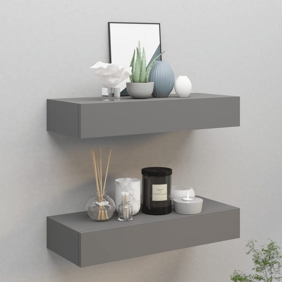 Möbelando Wandregal 3006702 2er Set Aus Mdf Metall In Grau Mit Einer