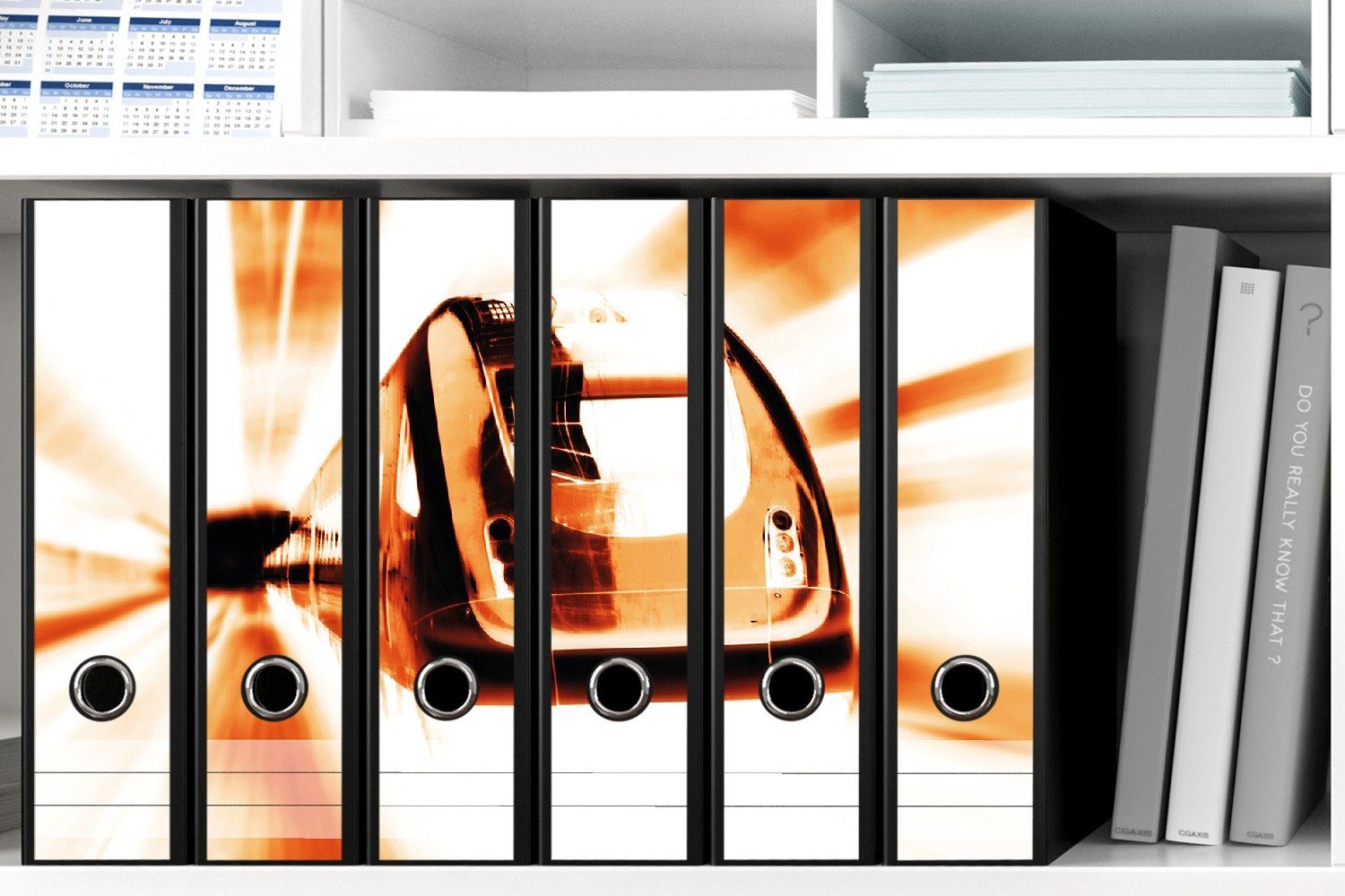 Wallario Etiketten Fahrender Zug von vorn Design - Perspektive von vorn, Ordnerrücken-Sticker in ...