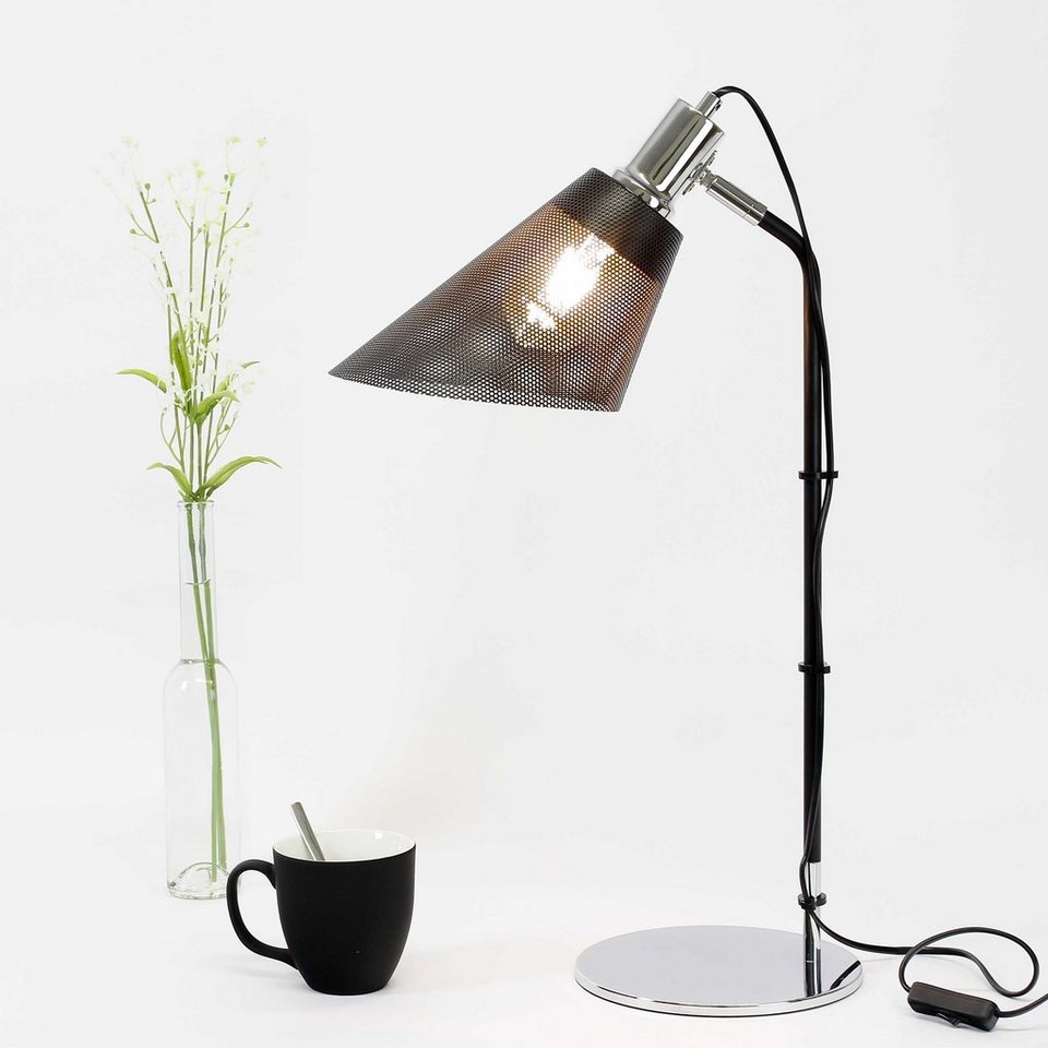 Licht Erlebnisse Stehlampe Mesh Ohne Leuchtmittel Tischlampe Schwarz