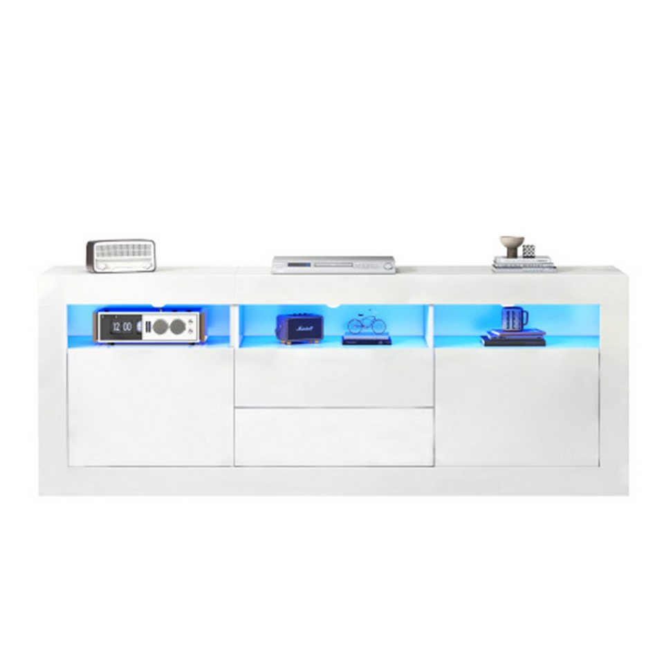 Celya Tv Schrank Tv Schrank 160x35x60cm Mit Led 3 Fächer 2 Türen 2