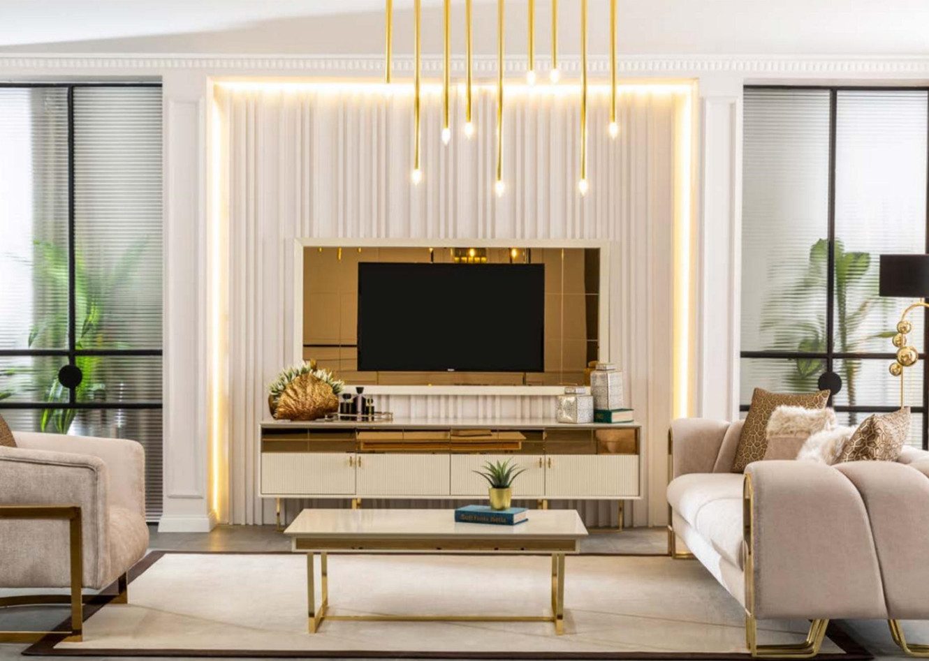 Jvmoebel Tv Board Beiges Wohnzimmer Möbel Set Sideboard Luxuriöser