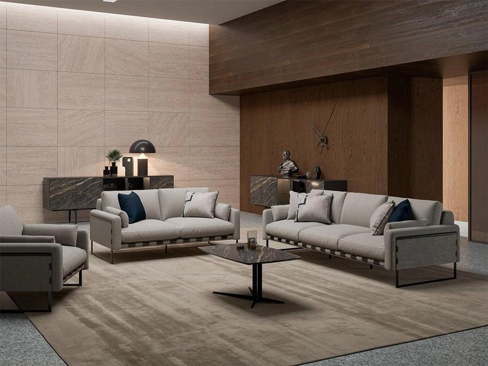 Jvmoebel Wohnzimmer Set Garnitur Polstermöbel Sofa Dreisitzer Modern