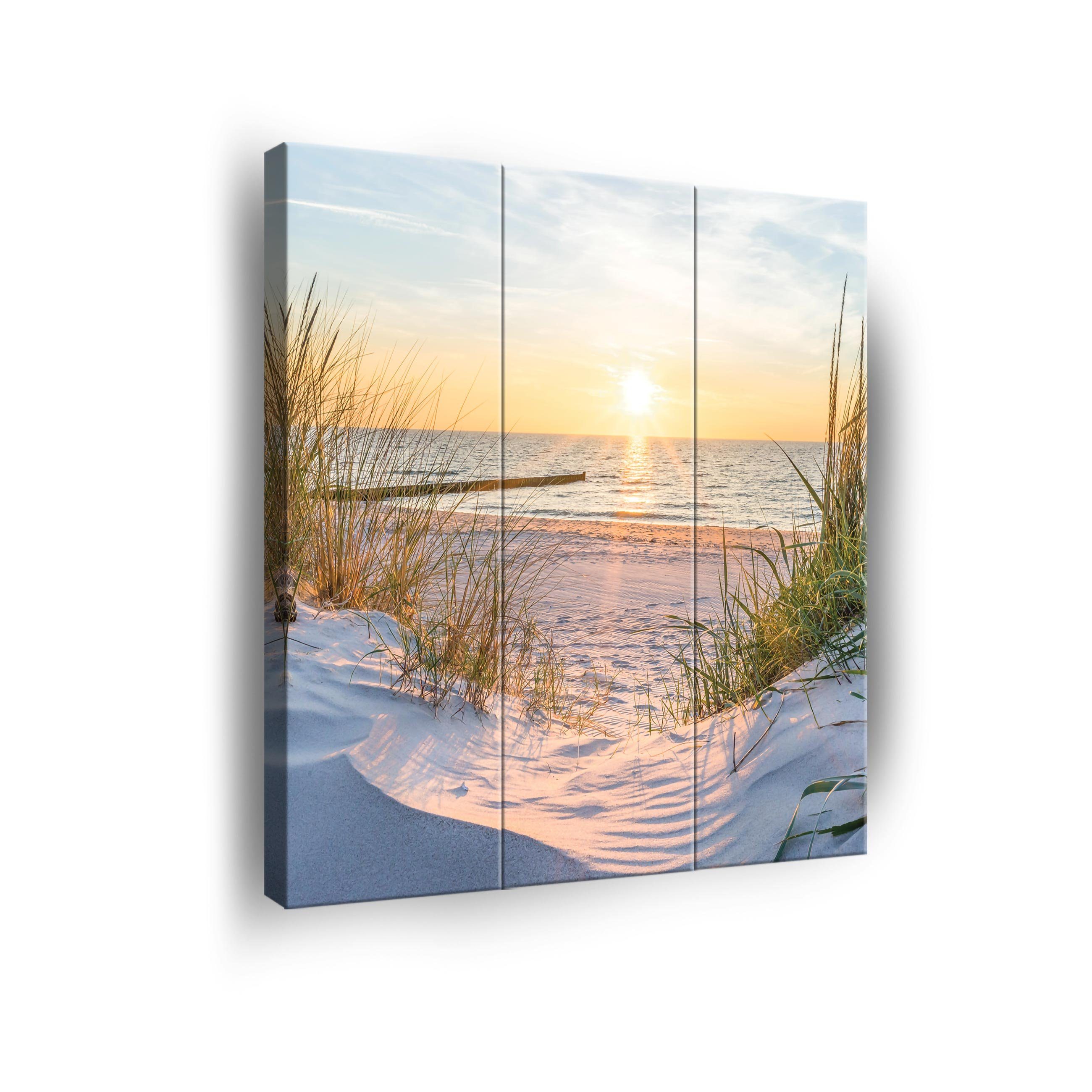 Wallarena Leinwandbild Strand Meer Wandbild XXL Wohnzimmer Schlafzimmer Aufhängefertig ...