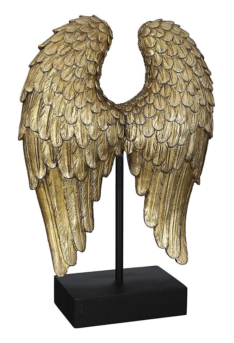 GILDE Engelfigur Große, goldene Engelflügel, Skulptur, H 30 cm