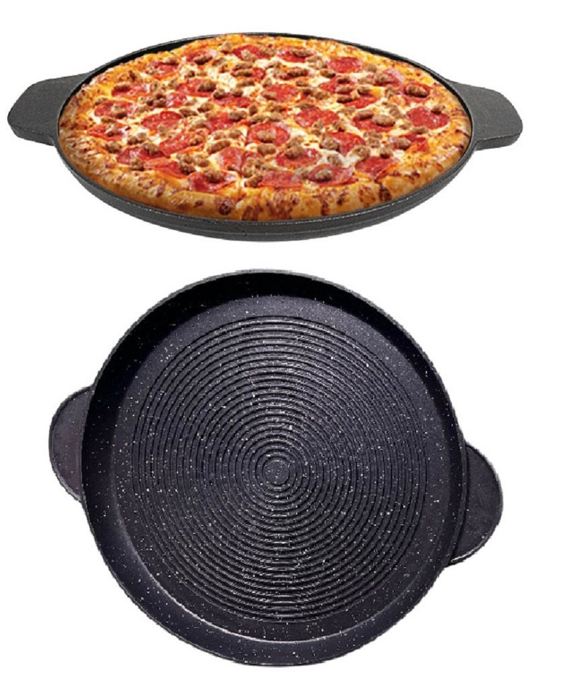 Cheffinger Grillpfanne Pizzapfanne Grillpfanne Bratpfanne Ø32cm Alu