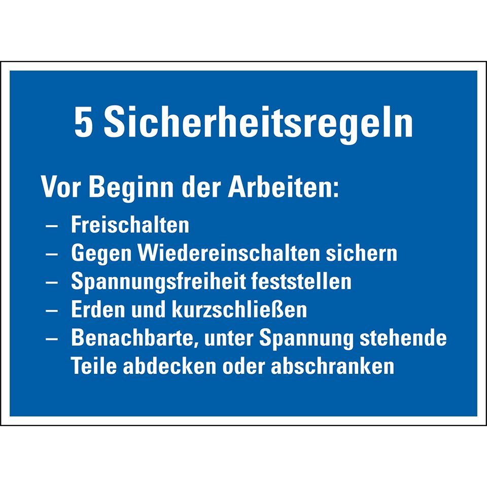 König Werbeanlagen Hinweisschild 5 Sicherheitsregeln Vor Beginn der Arbeit...,Kunststoff,200x150 mm