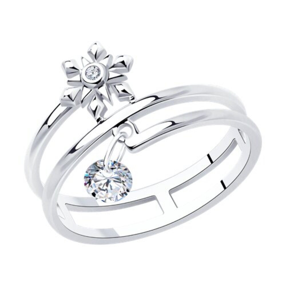 Secretforyou Fingerring Schöner Silber Ring mit Zirkonia Steinen Schneeflocken