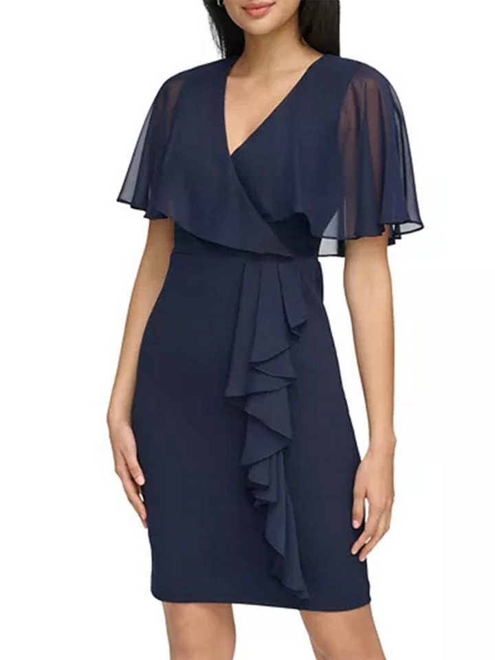Pyl Cocktailkleid Damen Elegant Chiffon Mini Etuikleid Mit Volant 34 42