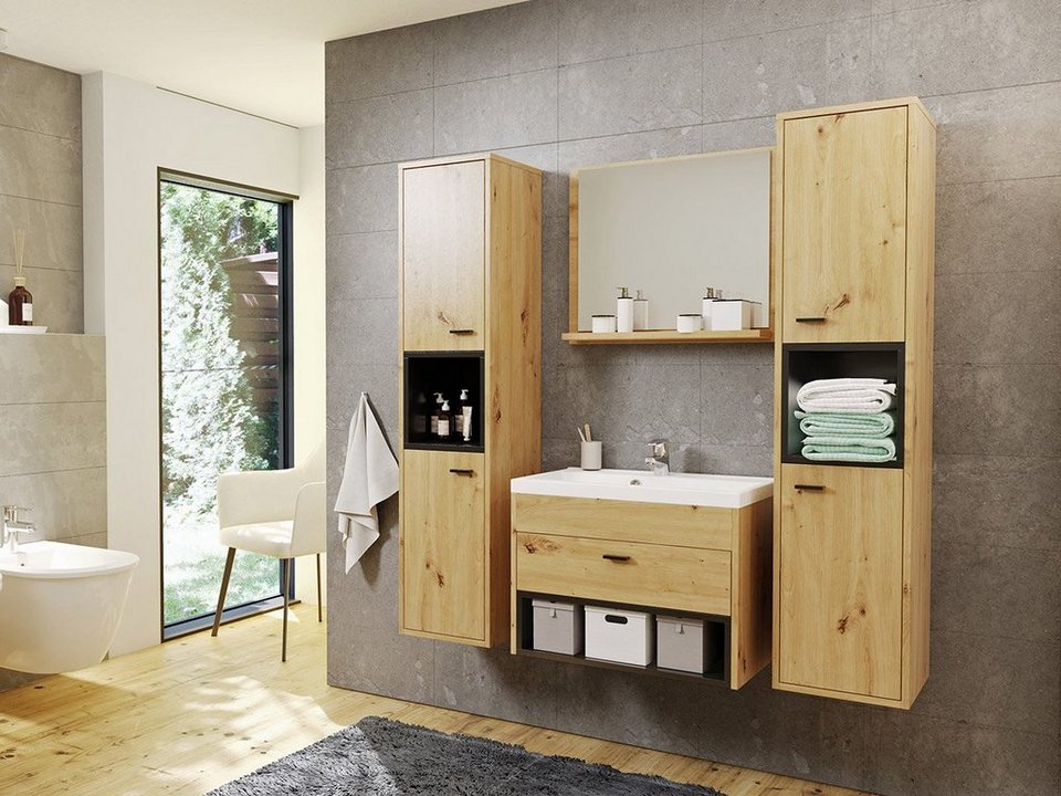 Mirjan24 Badmöbel Set Olier Ii 5er Set 2x Hängeschrank Spiegel