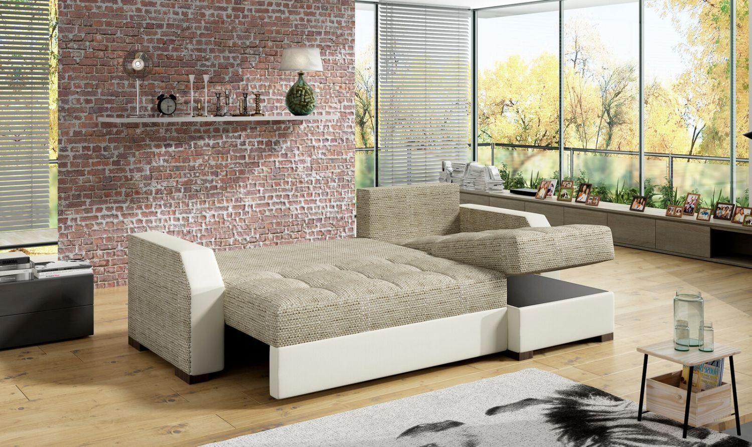 Jvmoebel Ecksofa Schlafsofa Sofa Polster Wohnzimmer Ecksofa Funktions