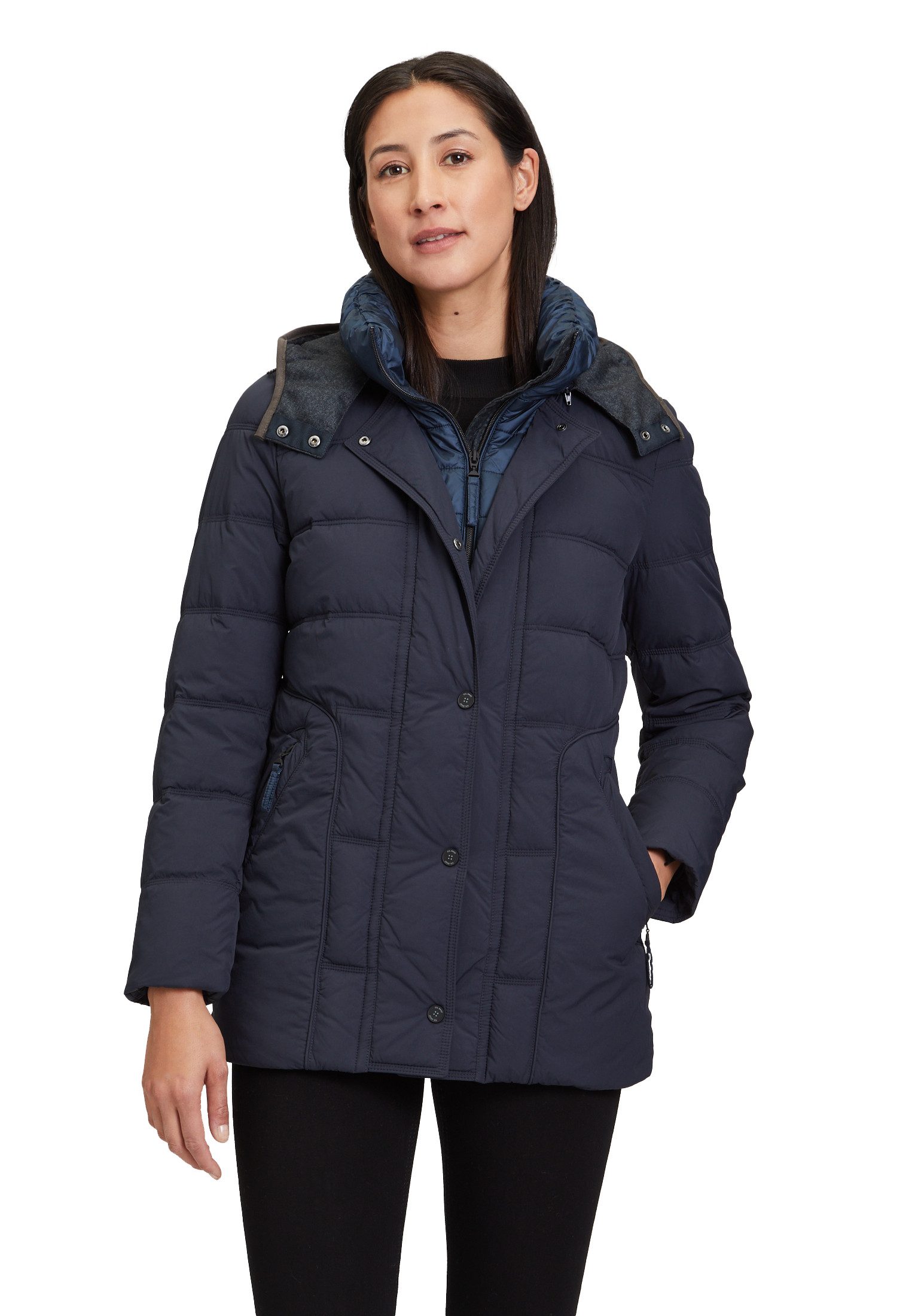 Gil Bret Winterjacke gesteppt mit Kapuze, Praktischer Doppelkragen ...