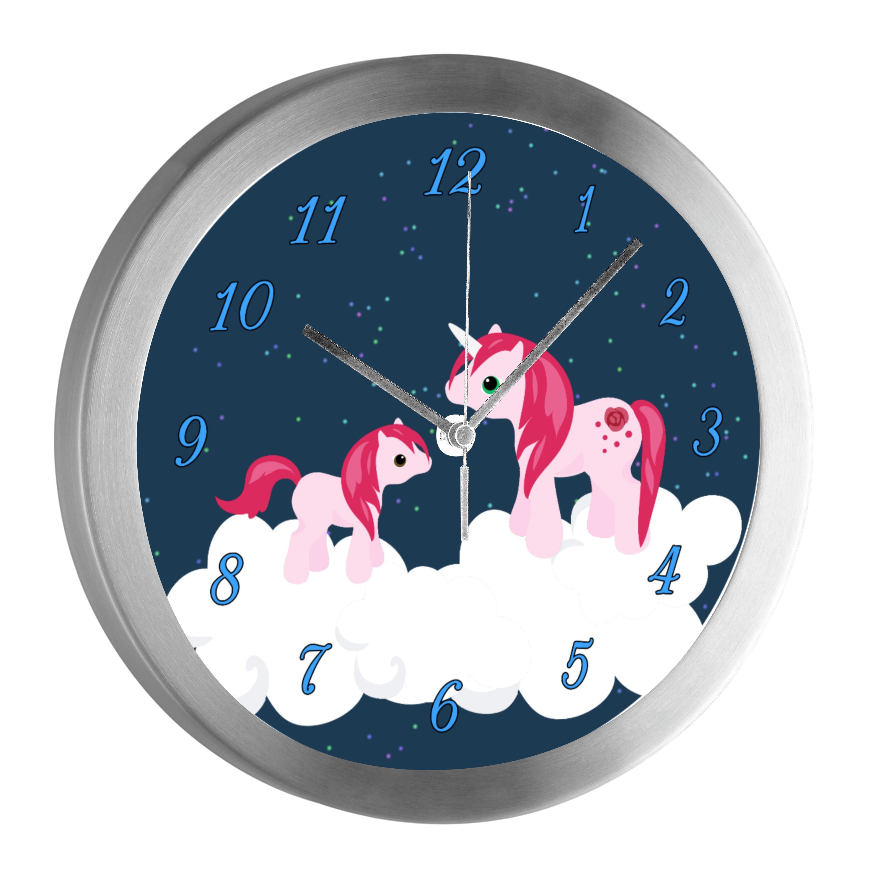 CreaDesign Funkuhr Funkuhr, Kinder Wanduhr, Kinderuhr, Kinderzimmer Einhorn