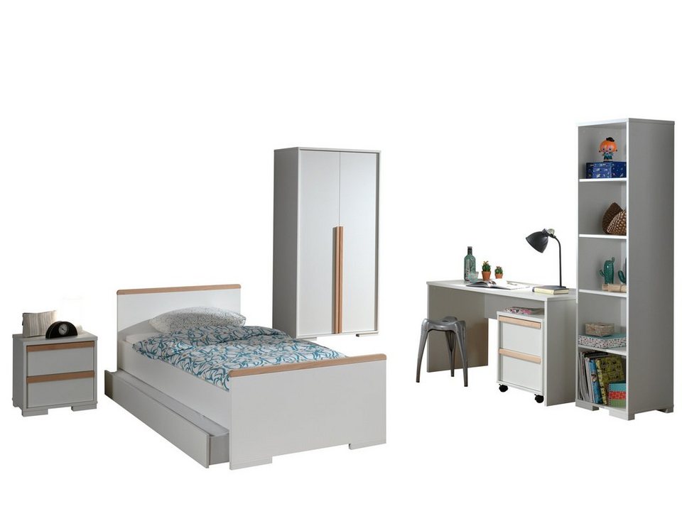 Möbelando Jugendzimmer Set London In Weißbuche Mit 5 Schubladen