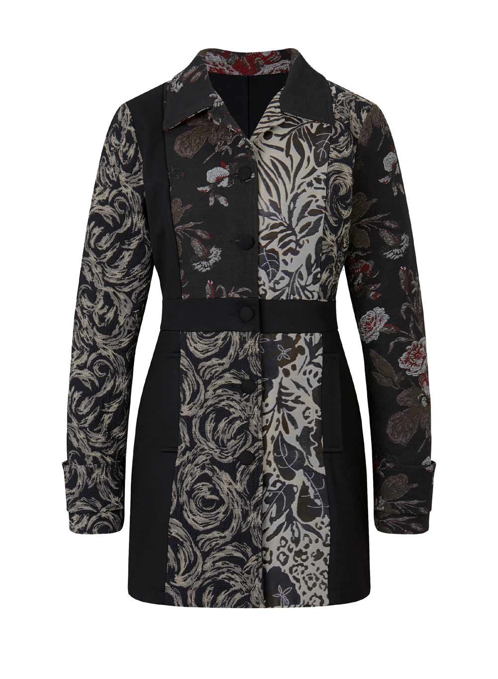 Creation L Longblazer Création L Damen Patchwork Longblazer Schwarz Bunt