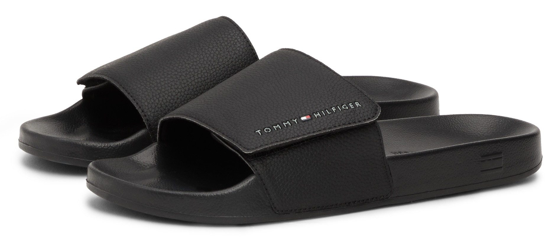 Tommy Hilfiger STRAPPY HILFIGER POOL SLIDE Pantolette Schlappen Badeschuhe Poolslide breite Bandage mit Klettverschluss