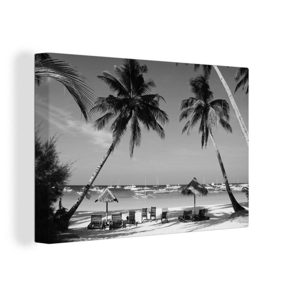 Onemillioncanvasses® Leinwandbild Palmen Und Liegestühle Am Strand Von