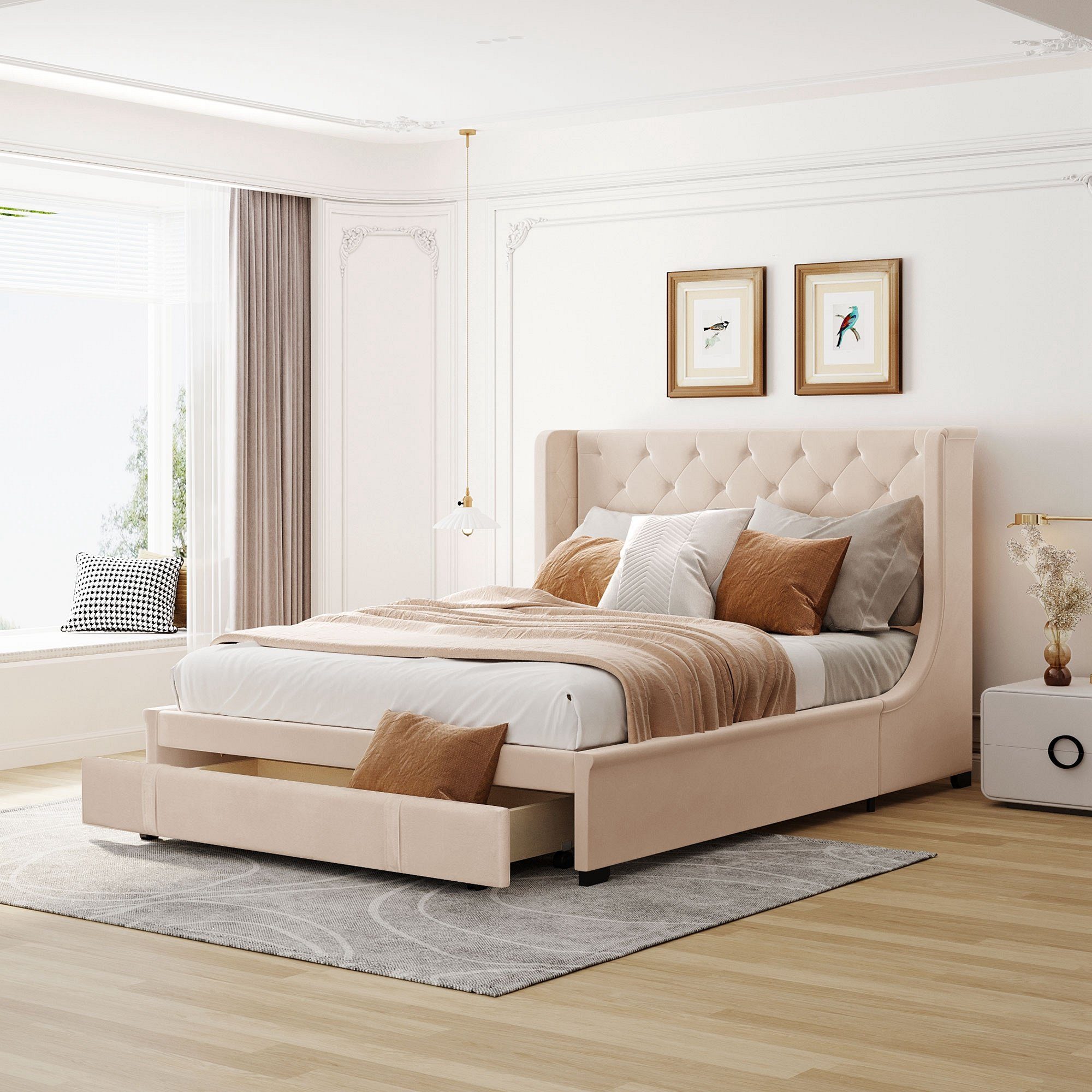Celya Polsterbett 140 X 200 Cm Doppelbett Rückenlehne Und Großen