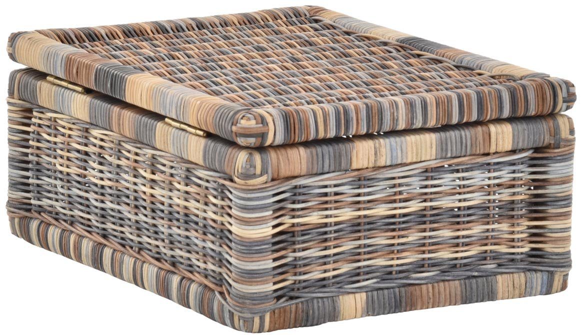 Krines Home Aufbewahrungskorb Flacher Korb mit Deckel Rattan geflochten ...