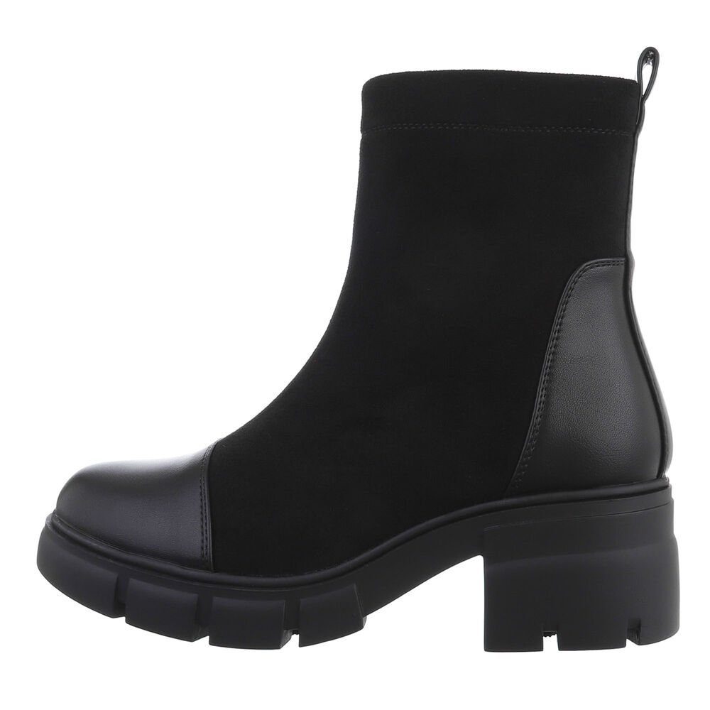 Ital Design Damen Freizeit Stiefelette Blockabsatz Plateaustiefeletten