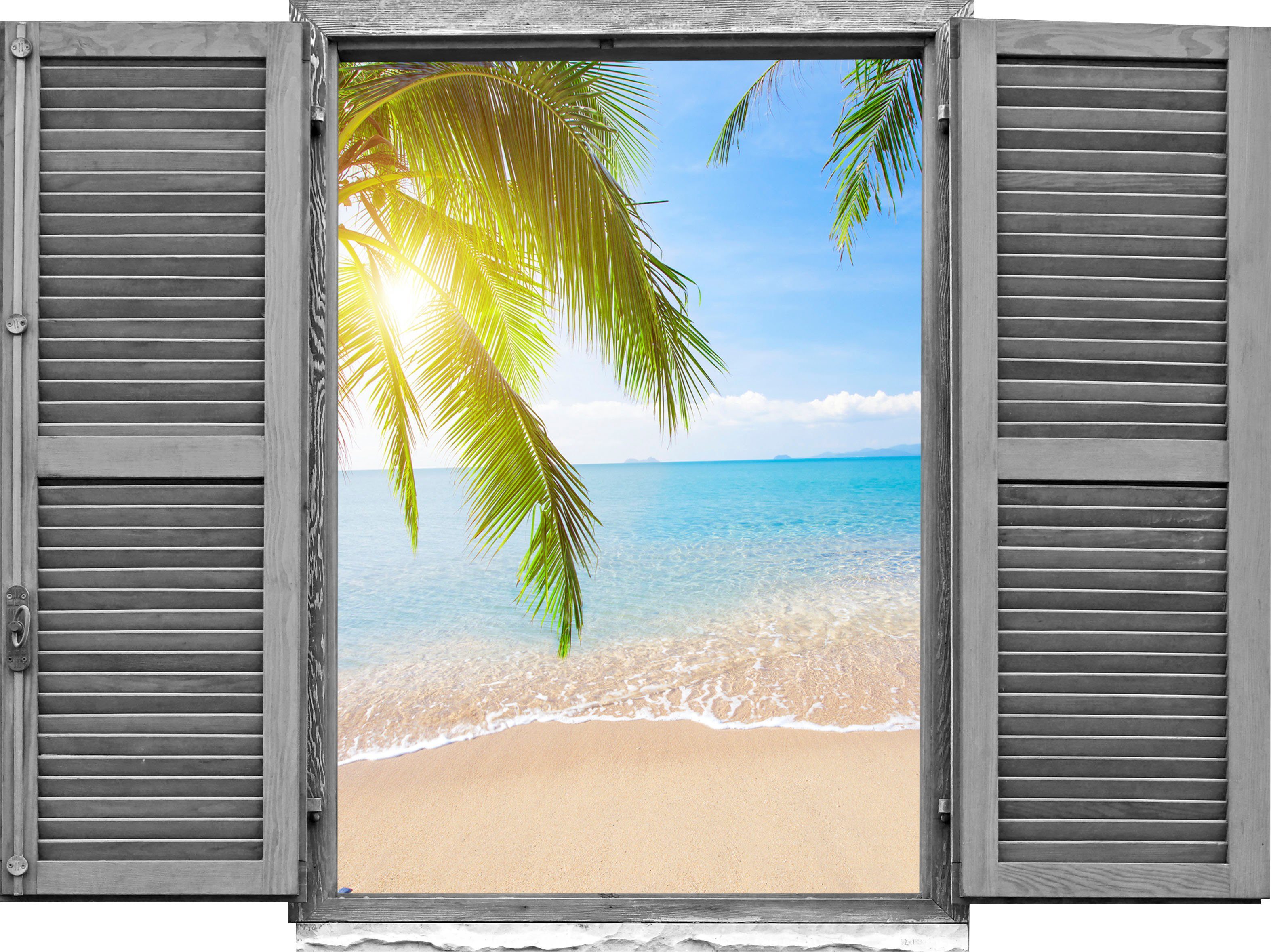 queence Wandtattoo Strand (1 St), Wandtatto mit tollem 3D-Effekt in jedem Ambiente