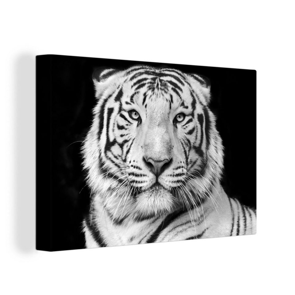 Onemillioncanvasses® Leinwandbild Tiger Schwarz Weiß Porträt