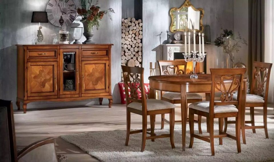 Jvmoebel Esszimmer Set Braun Esszimmer Garnitur 4x Stühle Esstisch