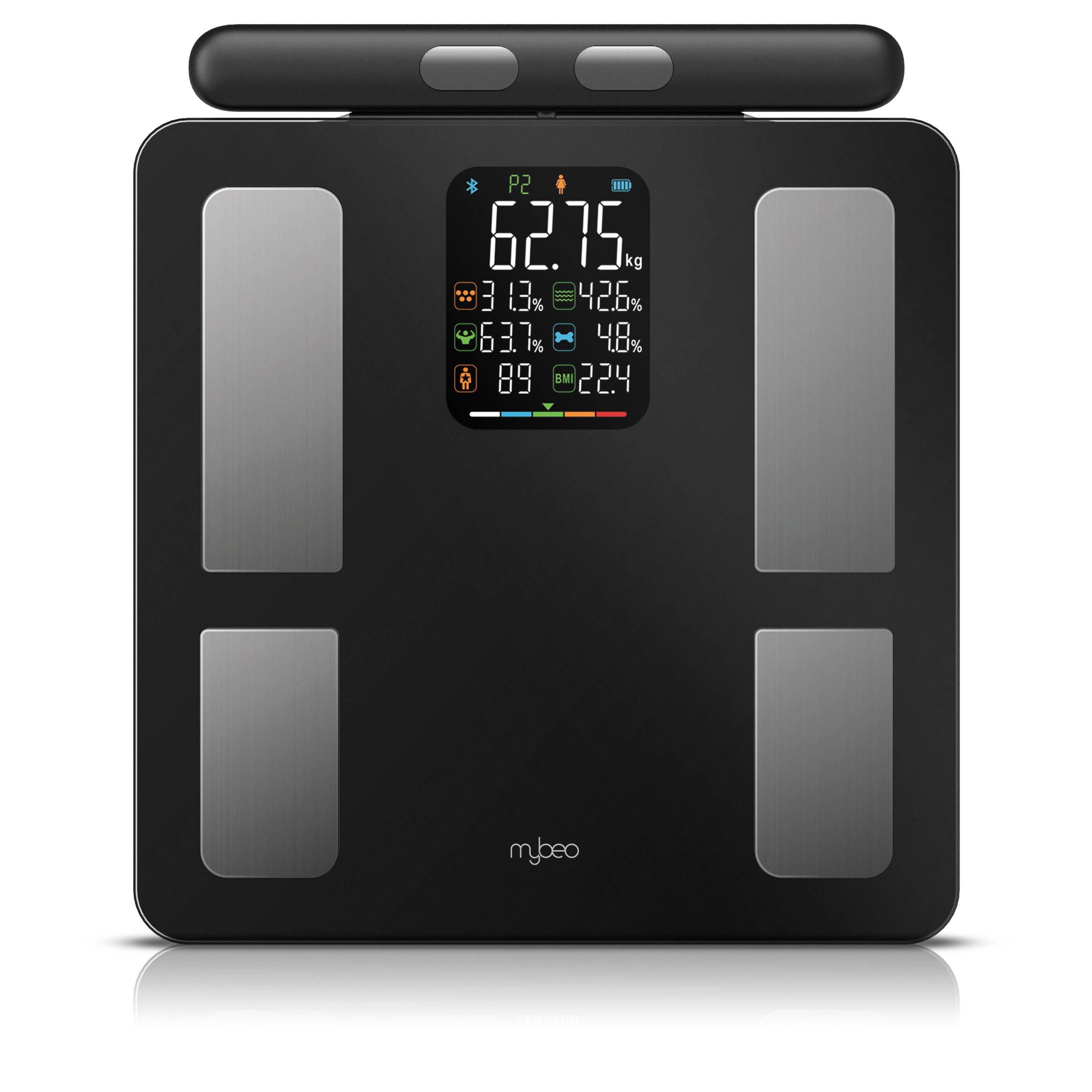 MyBeo Körper-Analyse-Waage Digitale Bluetooth Körperfettwaage, Handgriff-Messung & App-Steuerung ...