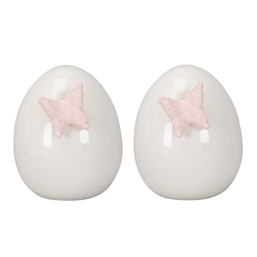 Posiwio Osternest 2tlg Osterei Twinkle Weiß Rosa Stehende Ostereier