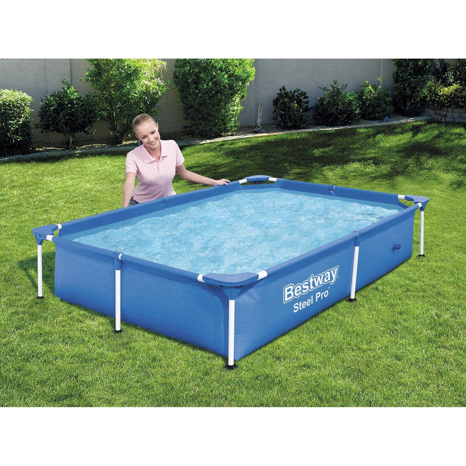 Bestway Quick-Up Pool Steel Pro Frame Swimmingpool mit Pumpe rechteckig ...