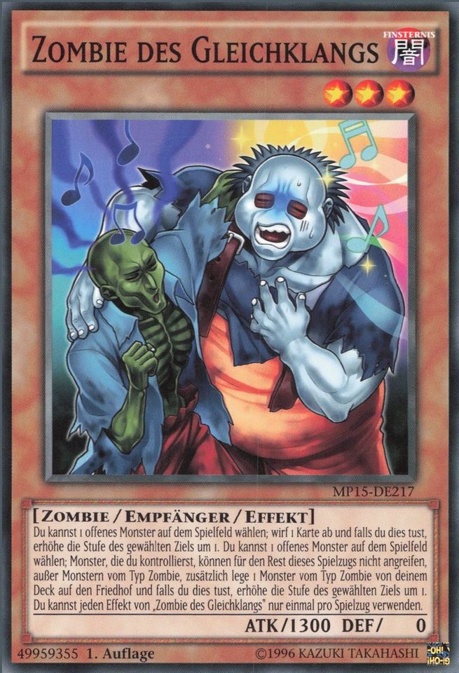 Recollectibles Sammelkarte Yugioh Karte Zombie Des Gleichklangs Deutsch