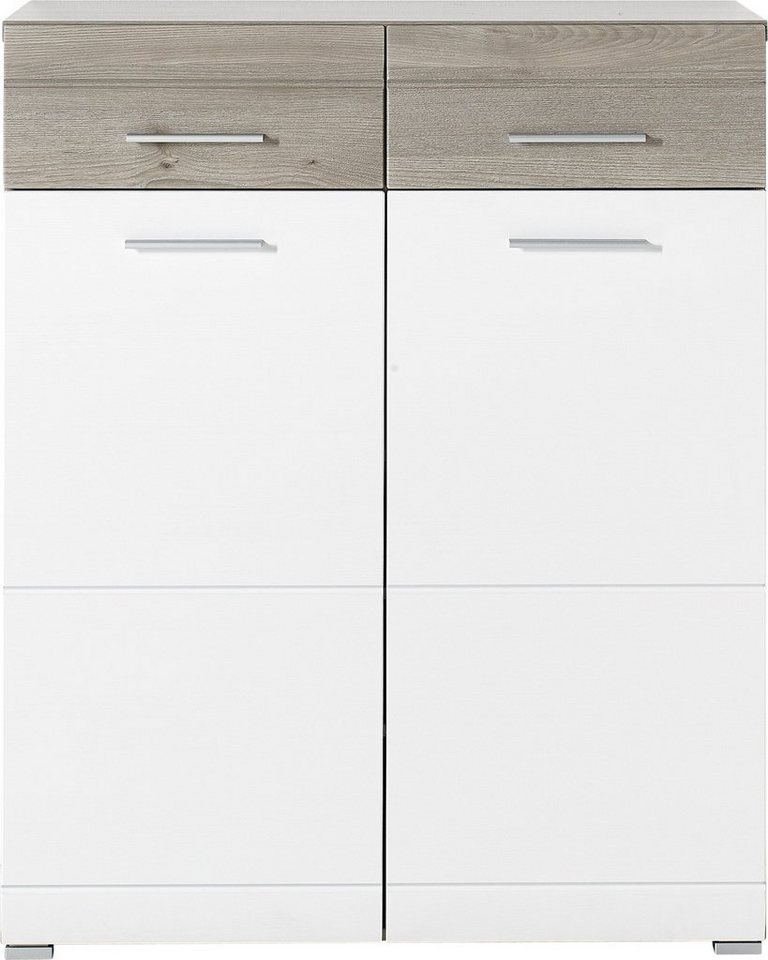 Möbelando Kommode 410 In Hellbraun Weiss Mit 2 Schubladen Und 2 Türen