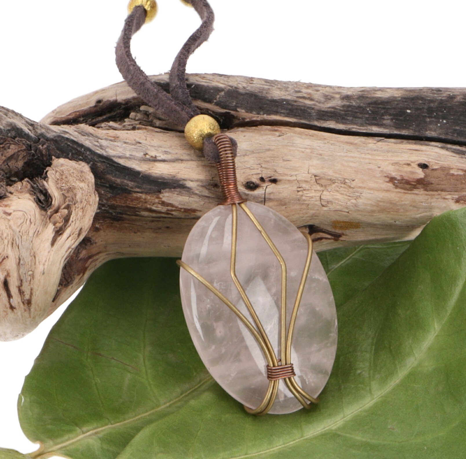 Guru-Shop Perlenkette Hippie Boho Kette mit Halbedelstein am..