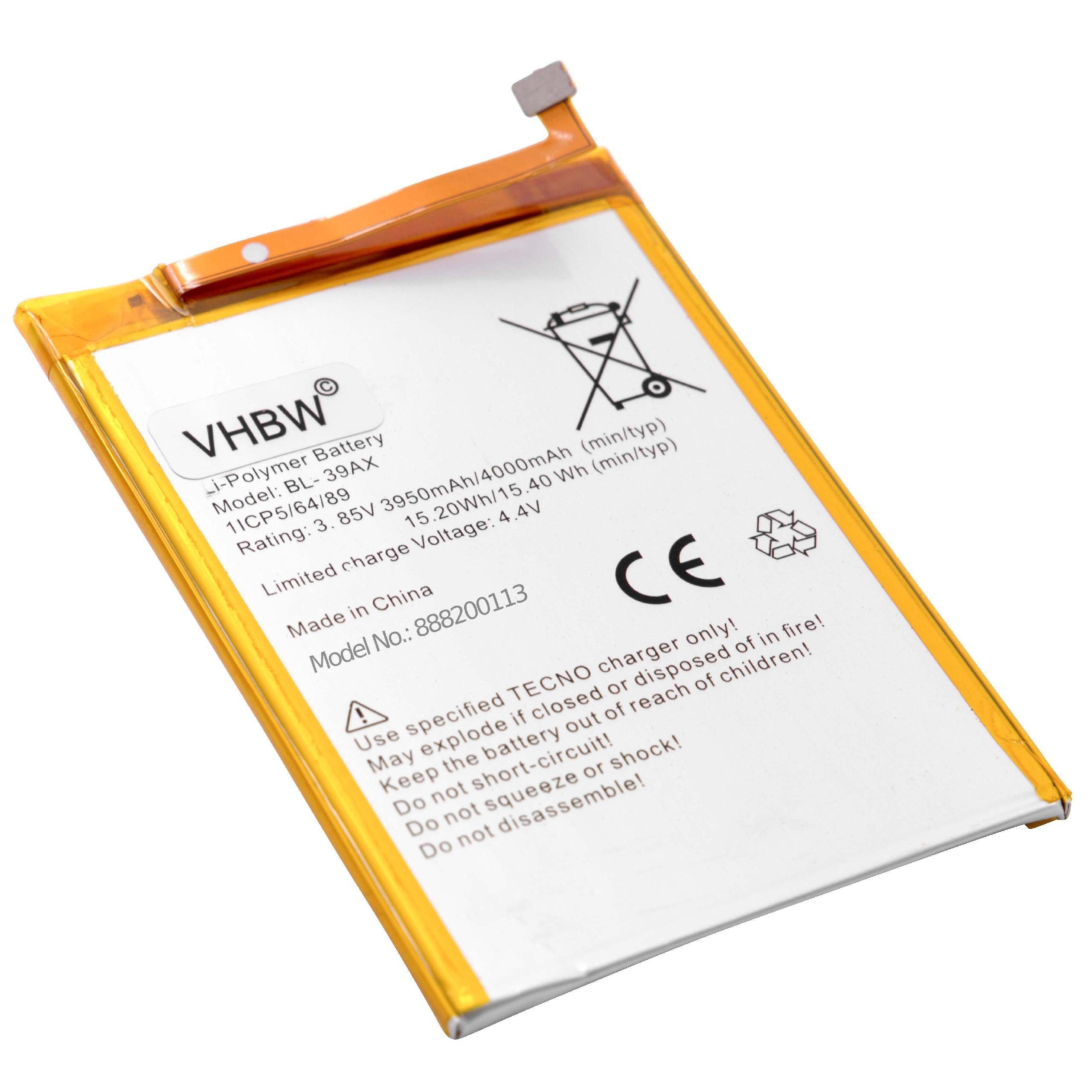 vhbw Ersatz für Infinix BL-39AX, 1ICP5/64/89 für Mobilfunk (3950 mAh, 3,85 Smartphone-Akku Li ...