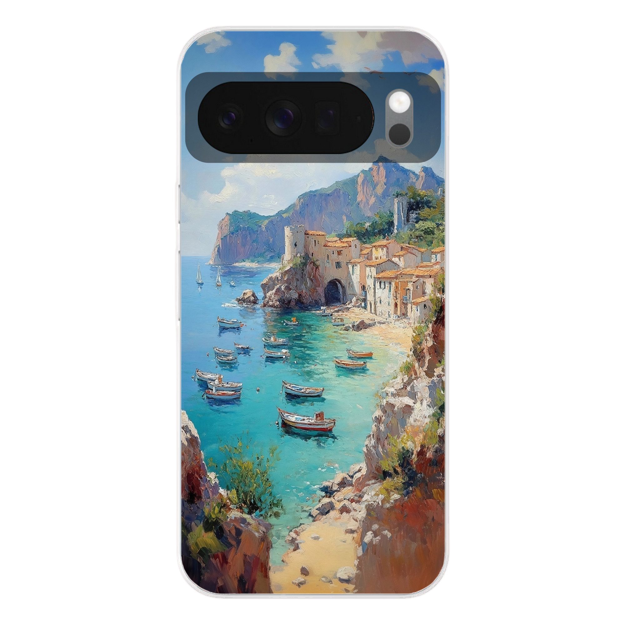 MuchoWow Handyhülle für Apple iPhone 12 Pro Segelboot - Sonne - Pier ...