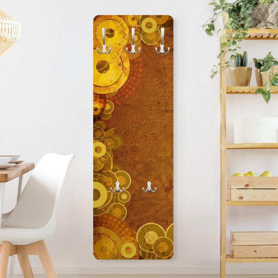 Bilderdepot24 Garderobenpaneel Design Kunst Muster Goldene Kreise