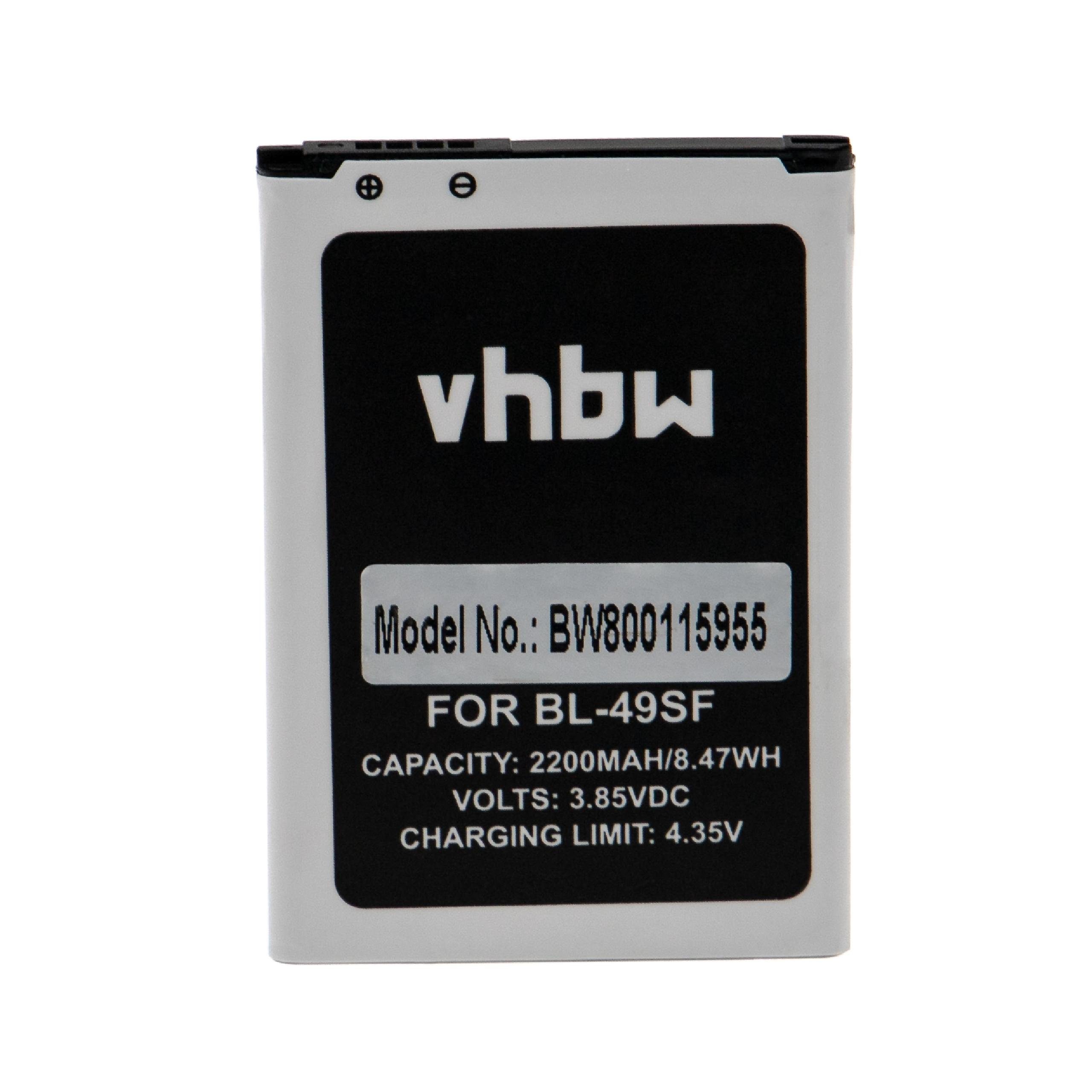 vhbw Akku Smartphone-Akku Li-Ion 2200 mAh (3,85 V), Ersatz für BL-49SF, EAC92919001