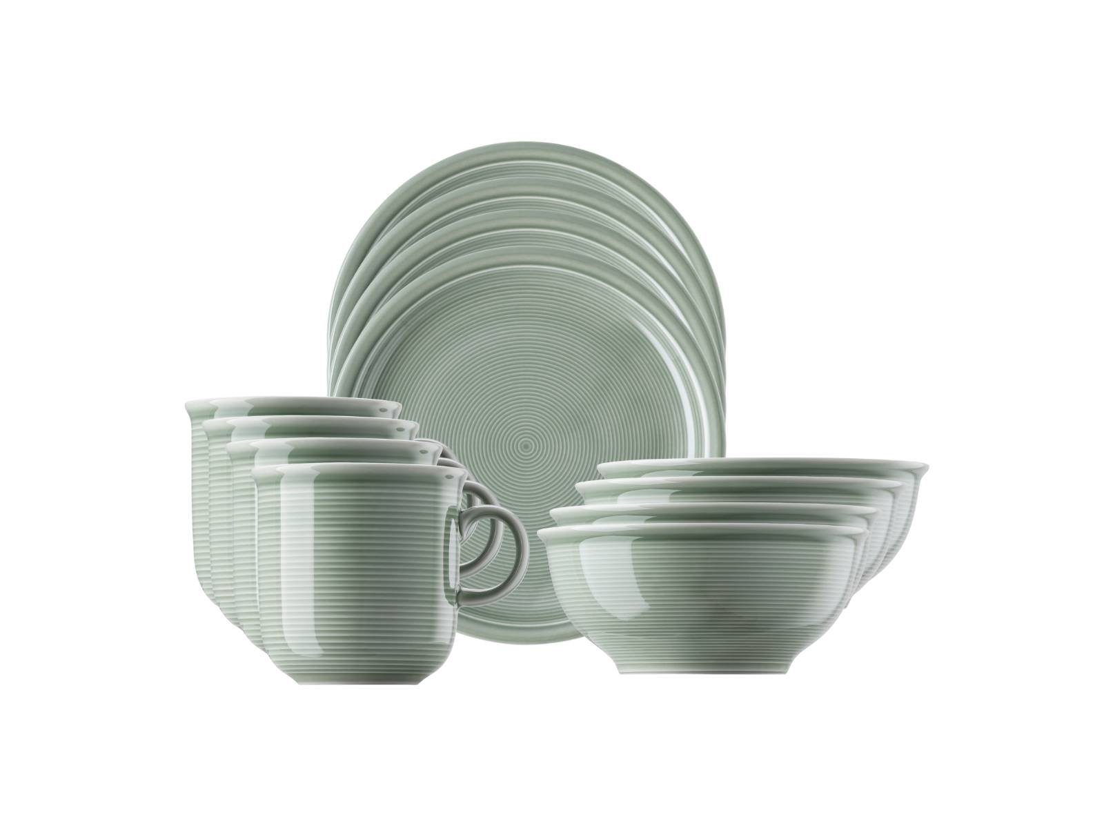 Thomas Porzellan Geschirr Set Trend Colour Moss Green Frühstücksset 12tlg
