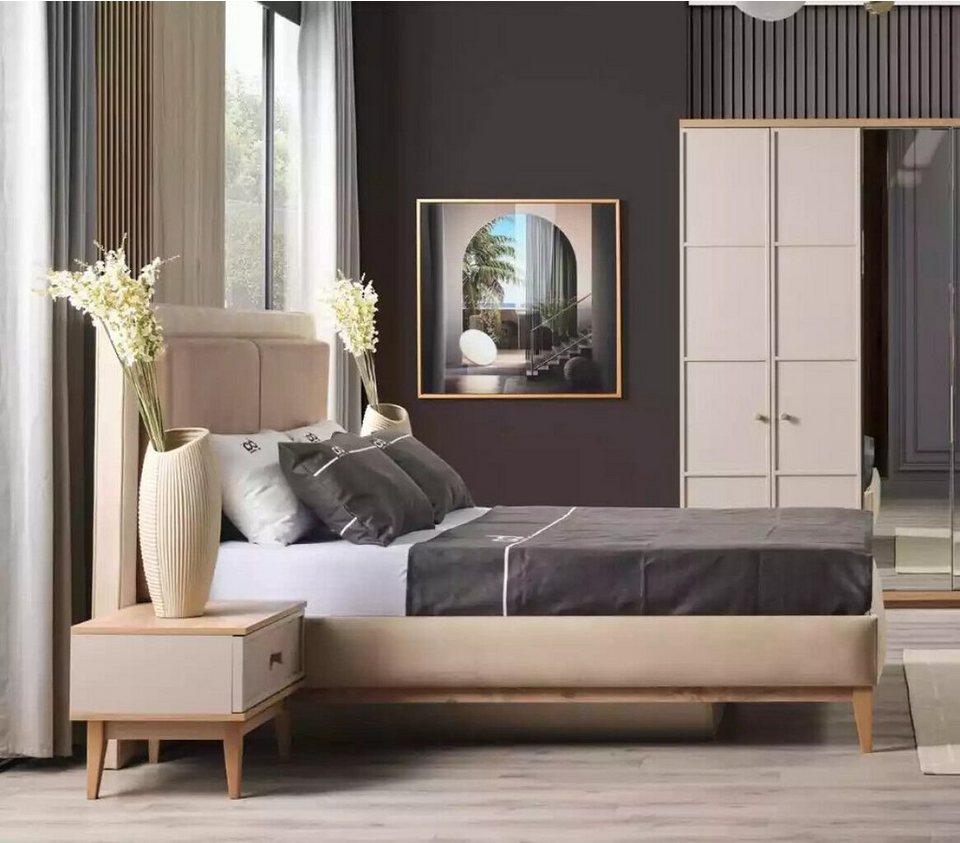 Jvmoebel Schlafzimmer Set Schlafzimmer Bett 2x Nachttische Holz