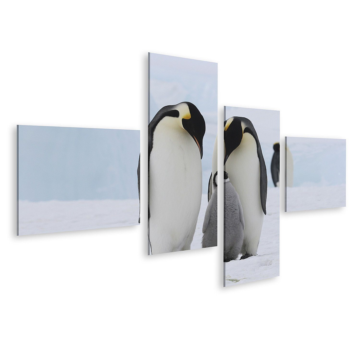 islandburner Leinwandbild Bild auf Leinwand Pinguin Familie Wandbild Poster Kunstdruck Bilder