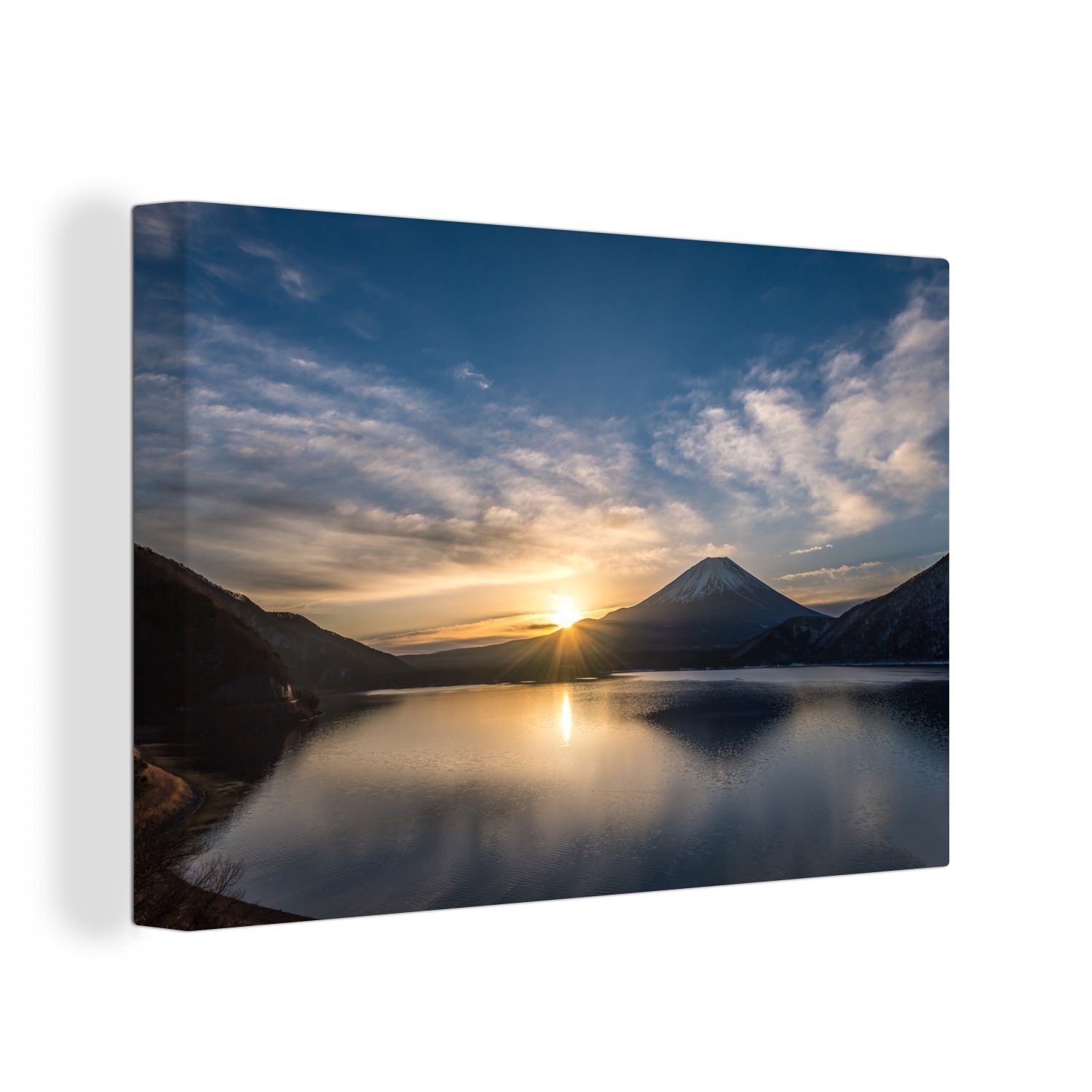 Onemillioncanvasses® Leinwandbild Die Sonne Geht Hinter Dem Berg Fuji