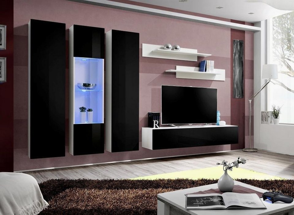 Jvmoebel Wohnzimmer Set Wohnwand Set Design Wand Regal Wohnzimmer