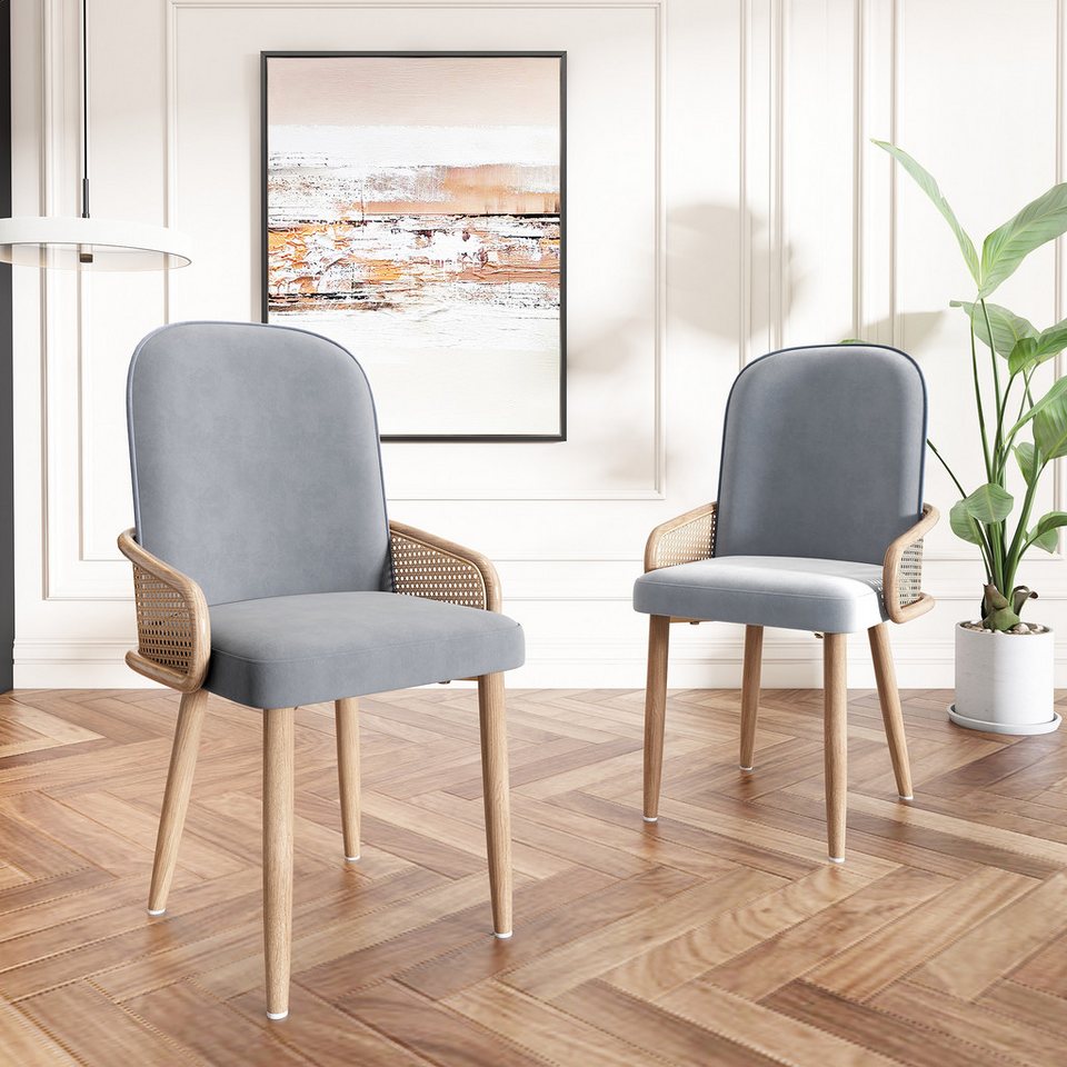 Modfu Esszimmerstuhl Polsterstühle 2 St 2er Set Polsterstühle Rattan